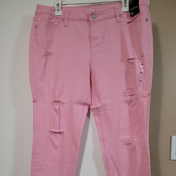 New York & Company | Jeans | Nwt Pink Boyfriend Cuffed Jeans With Tear ...